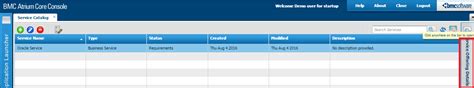 searching for a service in the service catalog documentation for bmc