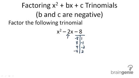 Factoring X 2 Bx C Trinomials Example 2 Video Algebra CK 12 Foundation