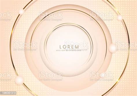 추상 3d 소프트 크림 원은 황금 선과 라이트 효과 배경과 겹칩니다 럭셔리 컨셉 벡터 그림입니다 금색에 대한 스톡 벡터 아트 및