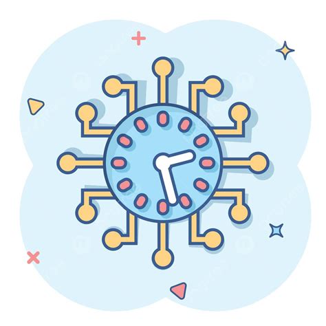 Realtime Clock In Comic Style Vector Illustration On White Vector