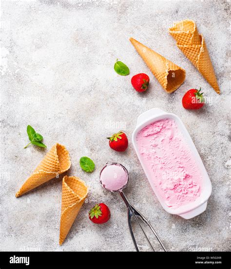 Homemade Sweet Strawberry Ice Cream Stock Photo Alamy