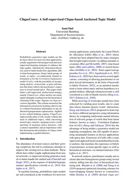 Pdf Cliquecorex A Self Supervised Clique Based Anchored Topic Model