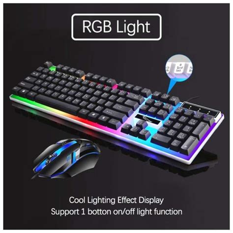 Jual Jual Keyboard Mouse Gaming Set Dengan Rgb Light Wire Keyboard Usb Cable Led Hitam Di