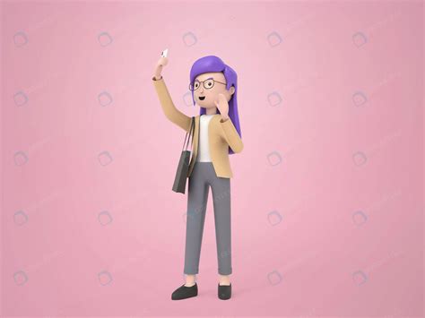 کاراکتر دختر در حال مکالمه تصویری مرجع دانلود فایل