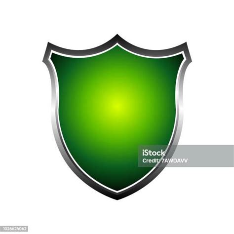 3d 녹색 방패를 금속 벡터 일러스트 레이 션 흰색 배경에 고립 0명에 대한 스톡 벡터 아트 및 기타 이미지 0명 긁힌 금속 Istock