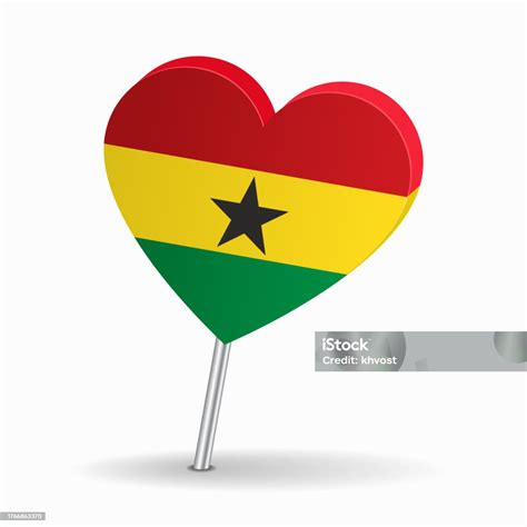 Ghana Flag Heartshaped Map Pointer Layout Vector Illustration Stock