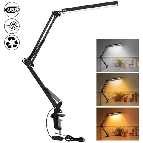 LED Desk Lamp With Clamp W Swing Arm Desk Lamp Eye Caring Dimmable Desk Light With