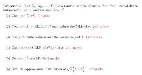 Solved Exercise 2 Let X1x2⋯xn Be A Random Sample Of