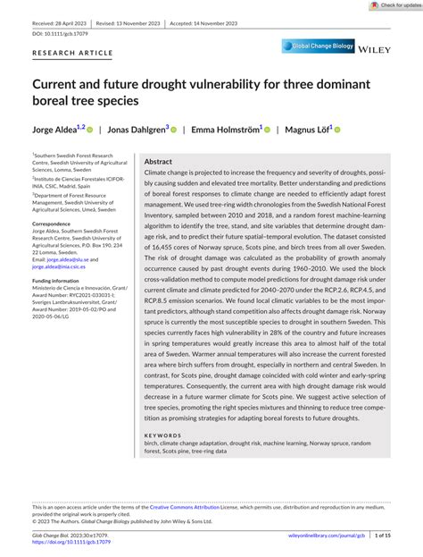 Pdf Current And Future Drought Vulnerability For Three Dominant