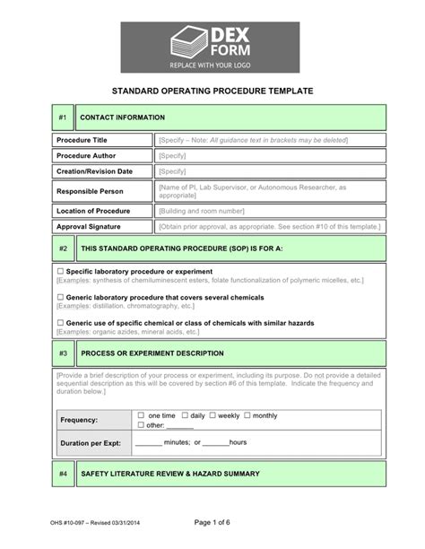 Warehouse Standard Operating Procedures Template