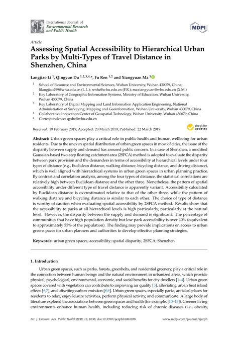 Pdf Assessing Spatial Accessibility To Hierarchical Urban Parks By