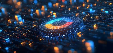 Innovative D Search Engine Logo Amidst A Dynamic Digital Landscape Of Floating Data Particles