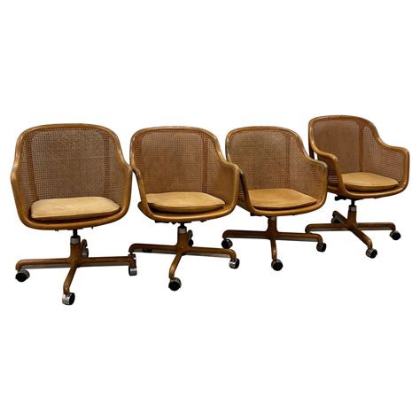 Mid Century Modern Cane Swivel Desk Chair By Ward Bennett At 1stdibs