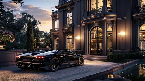 Luxury Villa Mural Wallpaper Modern Mansion With Sports Car 84xyz123 6