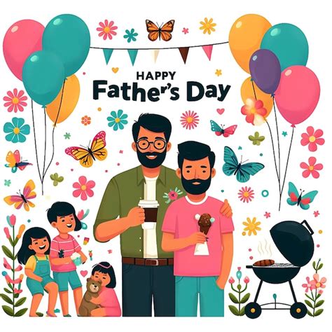 Un Cartel Para El Día Del Padre Con Un Padre E Hijos Imagen Premium