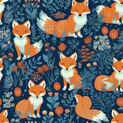 Premium Ai Image Fox Pattern Background