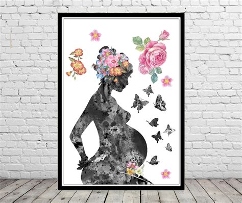 Pregnancy Pregnant Woman Watercolor Pregnancy Watercolor Etsy