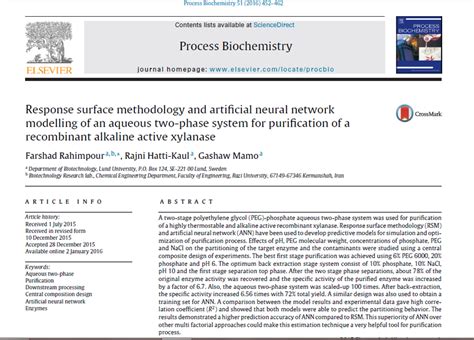 Pdf Response Surface Methodology And Artificial Neural Network Modelling Of An Aqueous Two