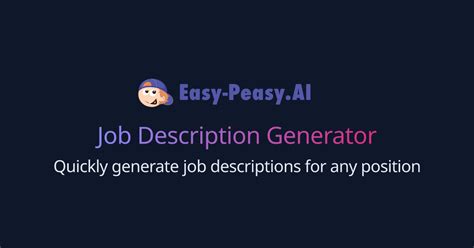 Free Ai Job Description Generator Easy Peasyai