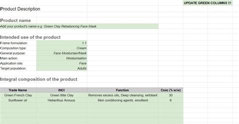 Cosmetic Product Information File Pif Template Legislation Etsy