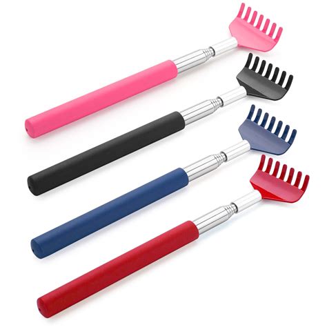 Pansylife 4 Pack Multi Colored Steel And Rubber Back Scratchers