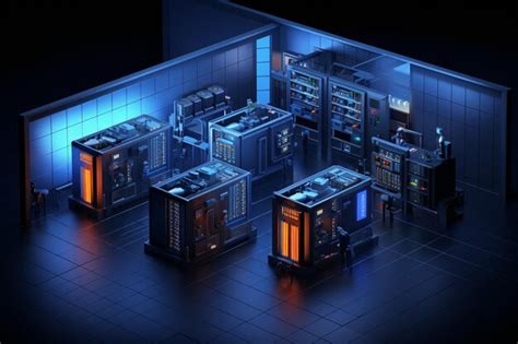 Rows Of Server Racks In A Data Center Hallway Premium Ai Generated Image