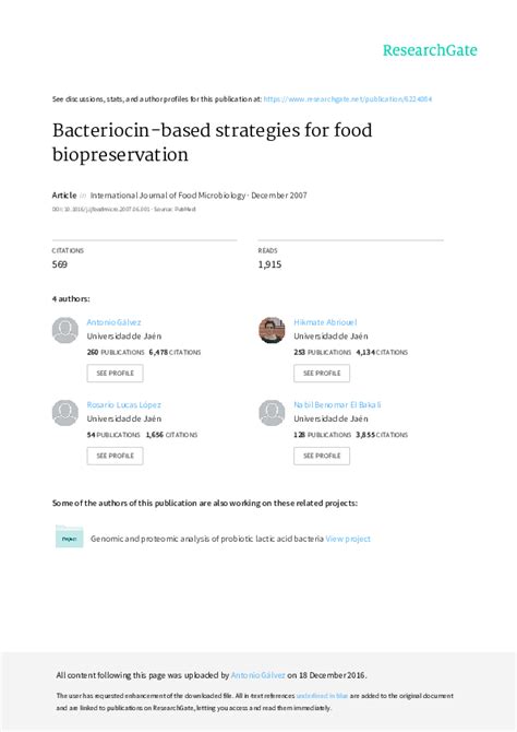 Pdf Bacteriocin Based Strategies For Food Biopreservation