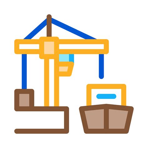 Port Crane And Ship Icon Vector Outline Illustration 17537373 Vector