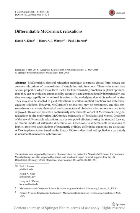 Differentiable Mccormick Relaxations