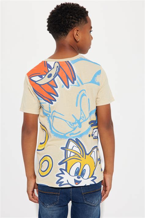 Mini Sonic Twist Front Back Short Sleeve Tee Sand Fashion Nova