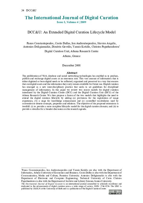 Pdf Dccandu An Extended Digital Curation Lifecycle Model