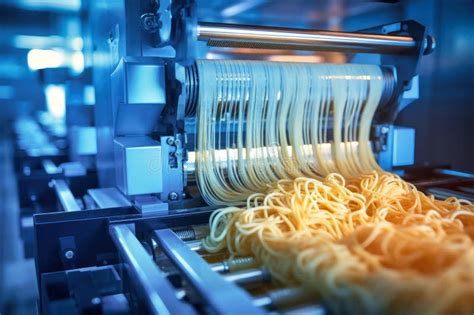 A State Of The Art Machine In A Pasta Factory Effortlessly Produces Noodles With Precision And