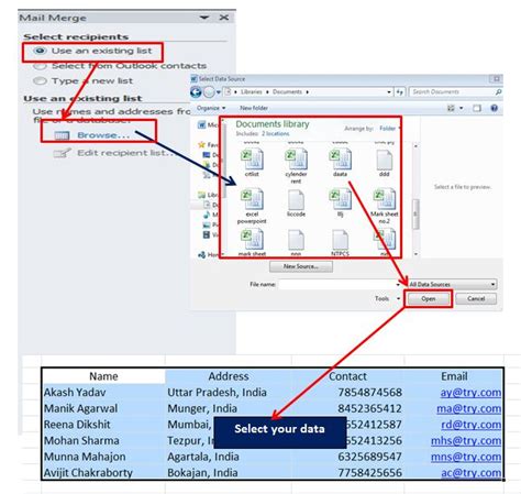 Ms Word Mail Merge Using Excel Data Source