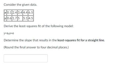 Solved Consider The Given Data Derive The Least Squares Fit Chegg