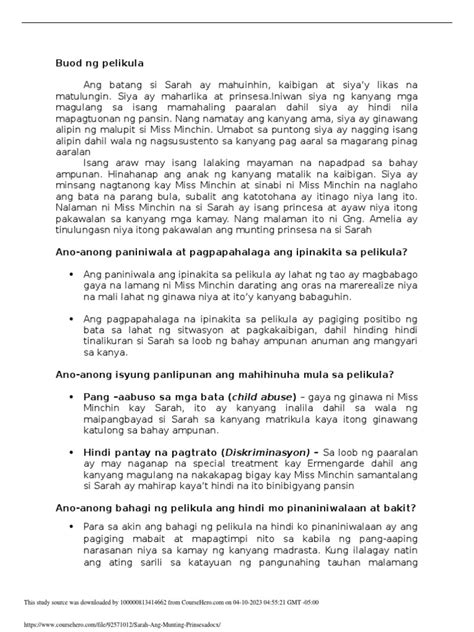 Sarah Ang Munting Prinsesa Pdf