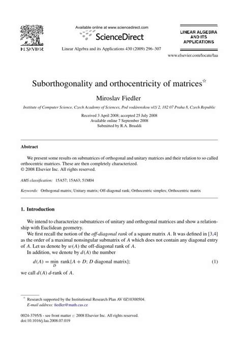 Pdf Suborthogonality And Orthocentricity Of Matrices Dokumentips