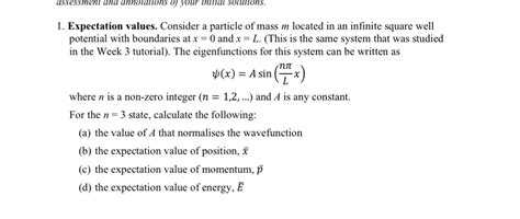 Solved Expectation Values Consider A Particle Of Mass M