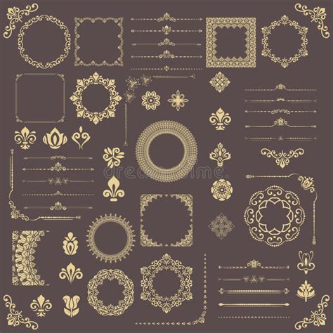 Vintage Big Set Of Classic Patterns Collection Of Graphics Stock