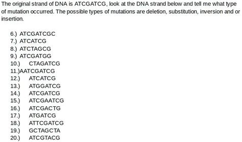 Solved Pls Help Its Dna Mutations And Idk What To Do The Original