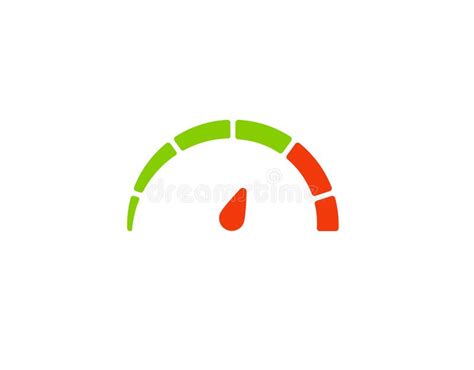 Colorful Speedometer Icon Displaying Moderate Performance With Green And Red Segments Stock