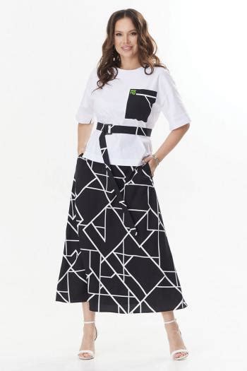 Купить женские костюмы с юбкой Кондра 10070 голубой белый Описание фото цена