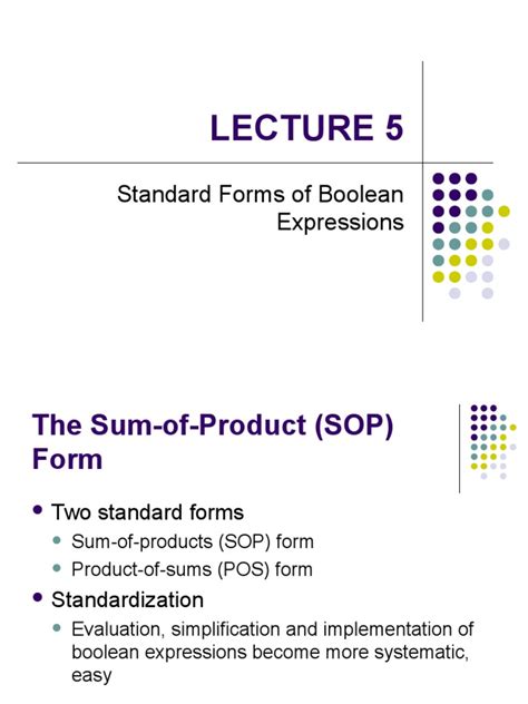 lecture 5 sop pos boolean algebra areas of computer science