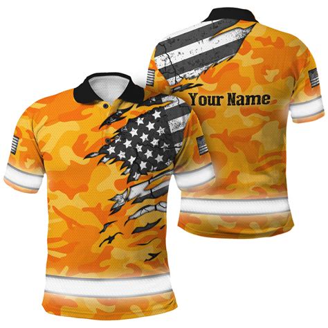 Hi Vis Polo Shirt Reflective Tapes Scratch Orange Camo Neon Us Flag
