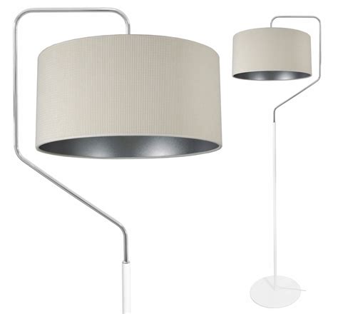 LAMPA STOJĄCA PODŁOGOWA NOWOCZESNA CHROM WELUR SZTRUKS ABAŻUR CM LOFT LED