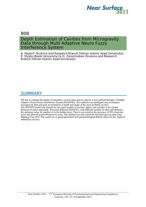 Pdf Depth Estimation Of Cavities From Microgravity Data Through Multi