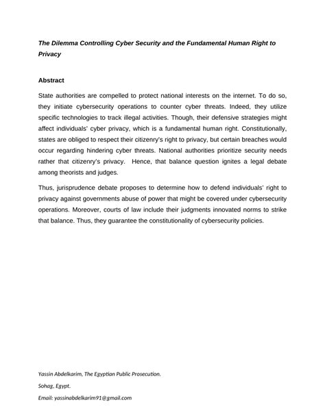 Pdf The Dilemma Controlling Cyber Security And The Fundamental Human Right To Privacy