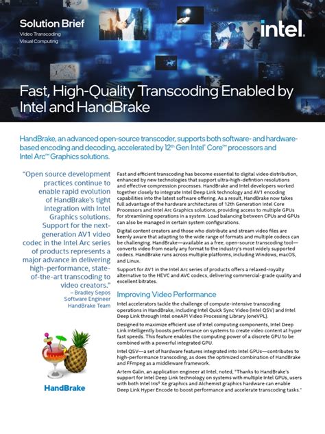 Handbrake Av1 Solution Brief Final Version Pdf Graphics Processing