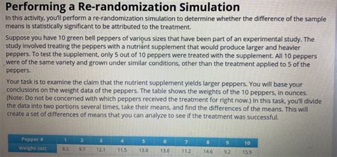 Solved Performing A Re Randomization Simulation In This