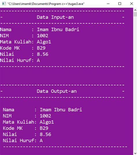 Tugas 2 Membuat Program C Yang Menyertakan Integer Float Char