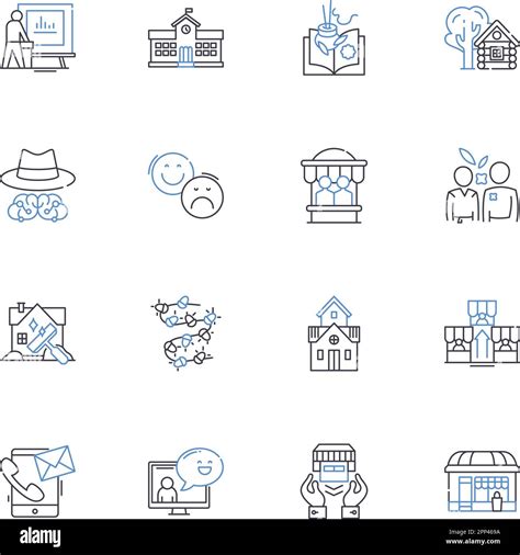 Digital World Line Icons Collection Technology Innovation
